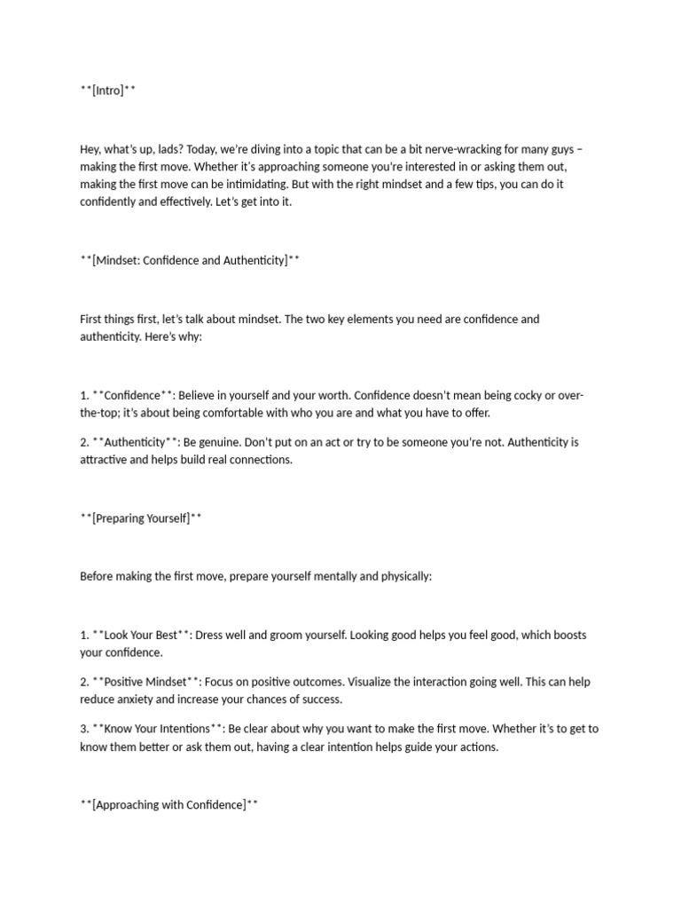 Making The First Move Script | PDF | Conversation