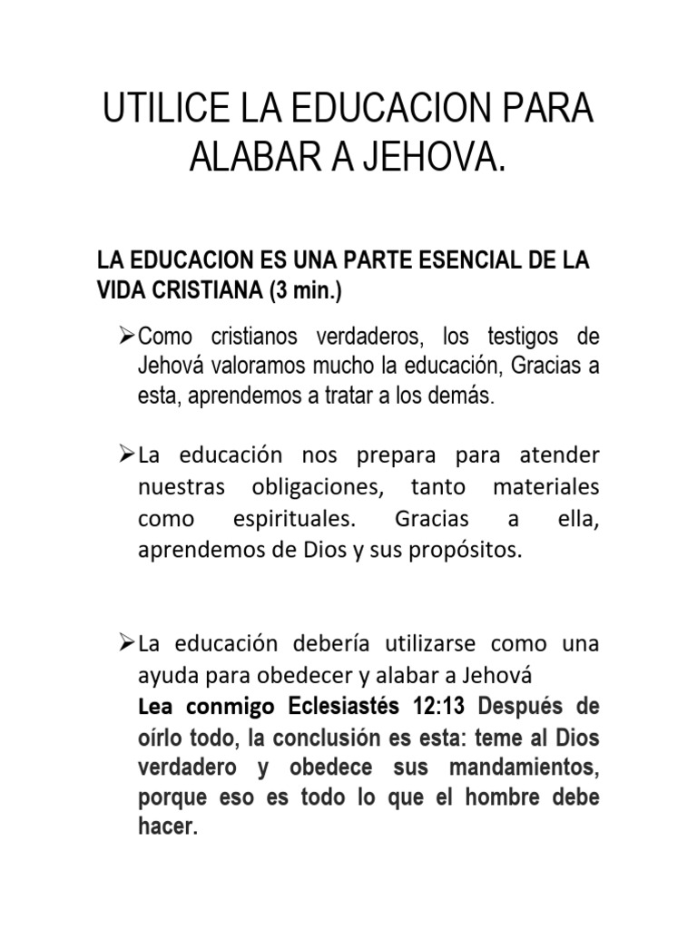 Educación Cristiana para Alabar a Jehová | PDF | Dios | Jehová