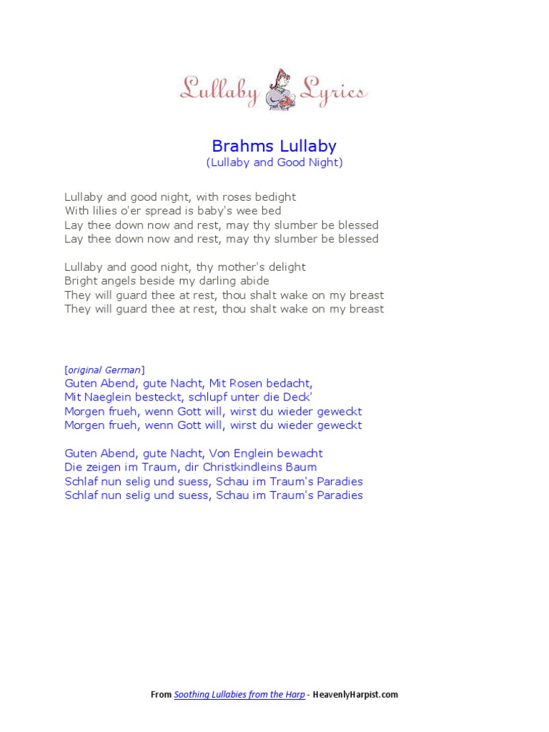 Lullaby Lyrics | Download Free PDF | Lullabies | Songs