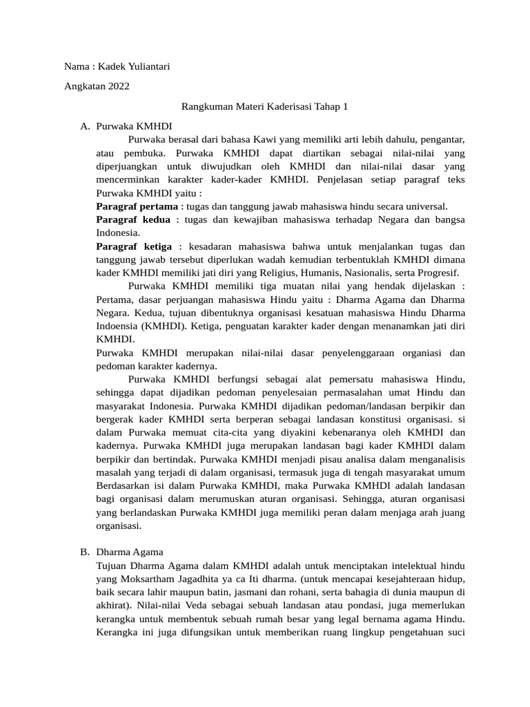 Kadek Yuliantari - Rangkuman Materi KT1 | PDF