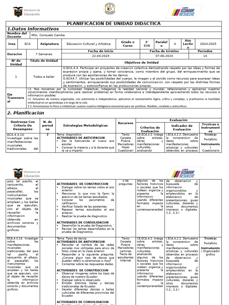 PUD ECA 10mo | PDF | Bailes | Evaluación