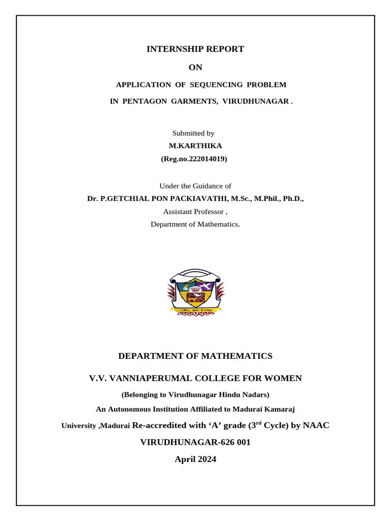 Internship Report On Karthika | PDF | Sewing | Textiles