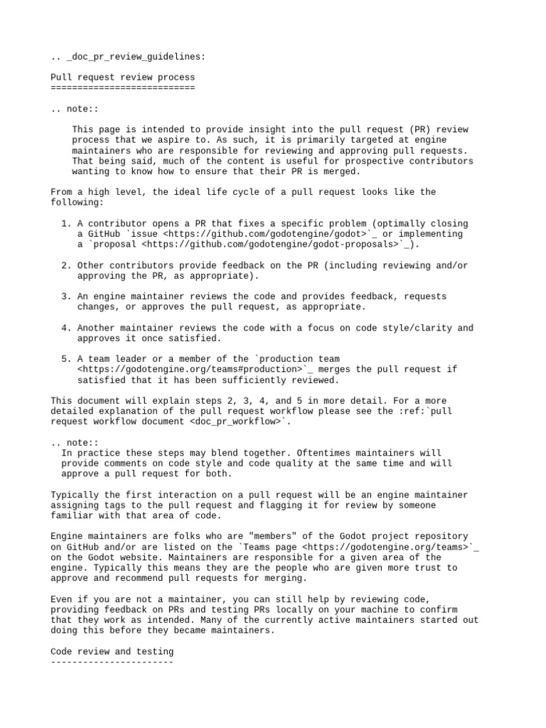 PR Review Guidelines - RST | PDF | Scope (Computer Science) | Computing