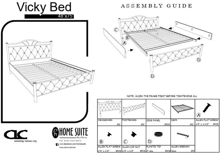 Vicky Bed 48 Assembly Guide | PDF