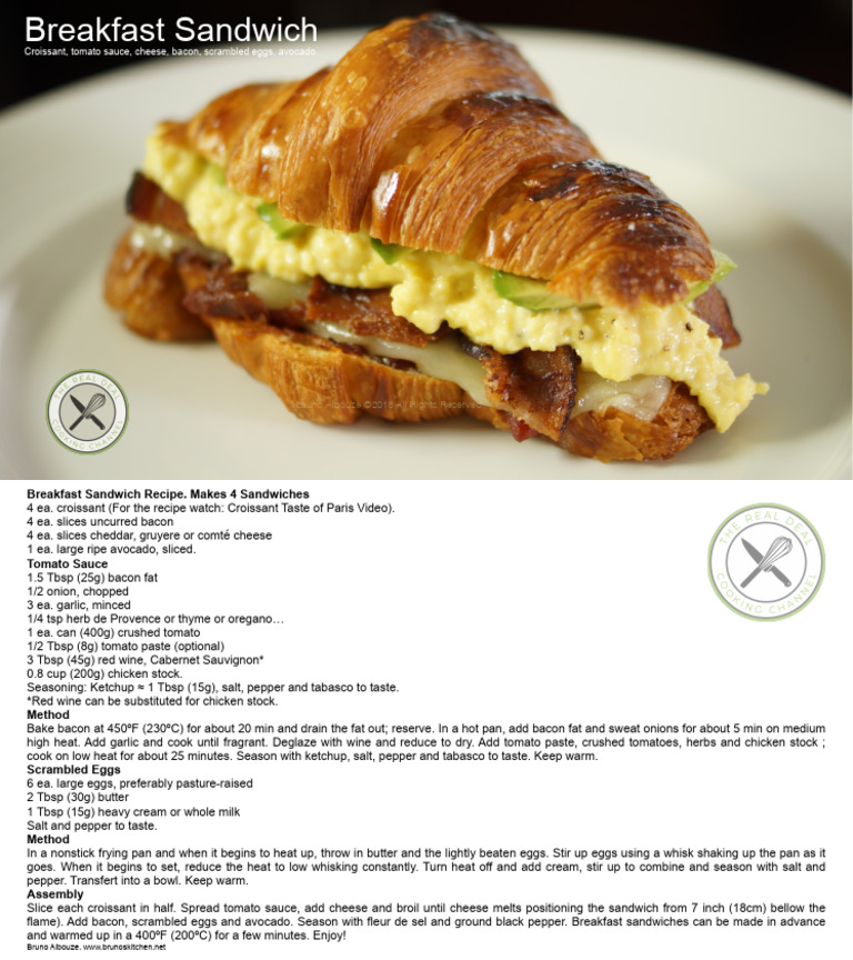 Breakfast Sandwich Recipe | PDF