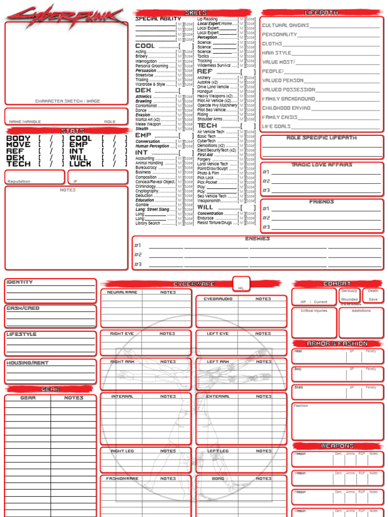 Character Skills and Attributes Template | PDF