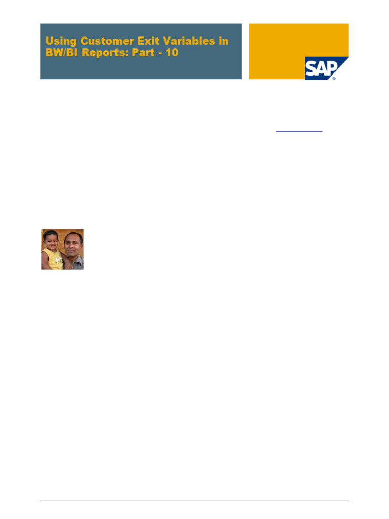 Using Customer Exit Variables in BW Reports - 3a Part - 10 | PDF | Computer Science | Software ...