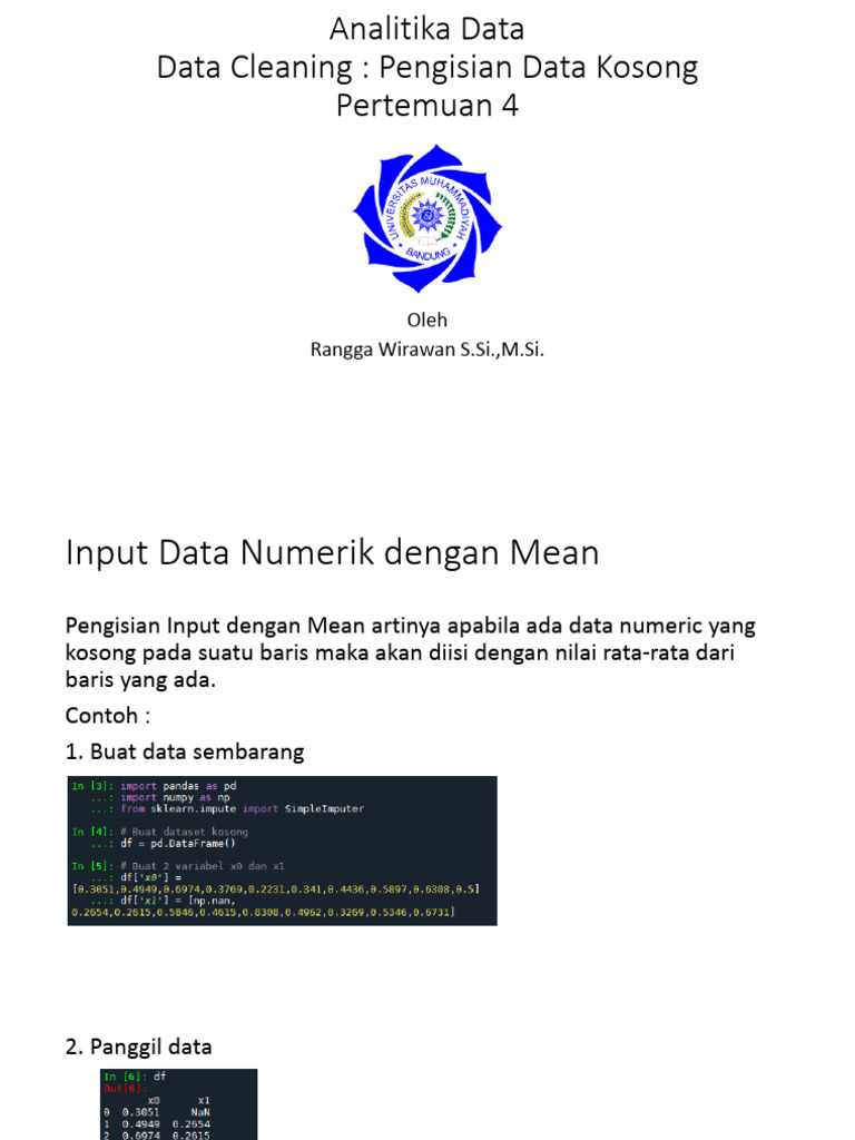 Pertemuan 4 Data Cleaning Pengisian Data Kosong | PDF