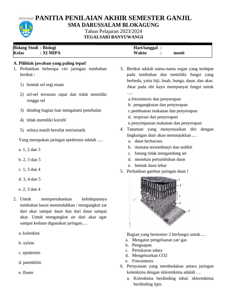 SOAL PAS BIO XI MIPA GANJIL 22-23 | PDF