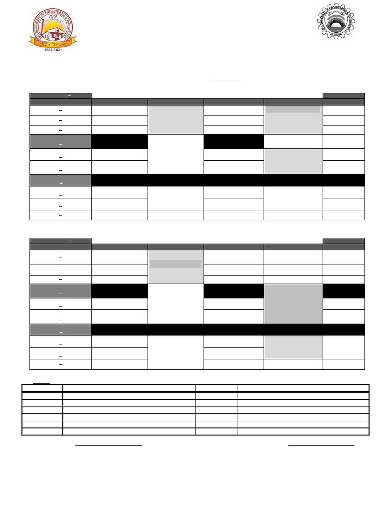 schedule 2nd semester | PDF | Engineering | Physical Sciences