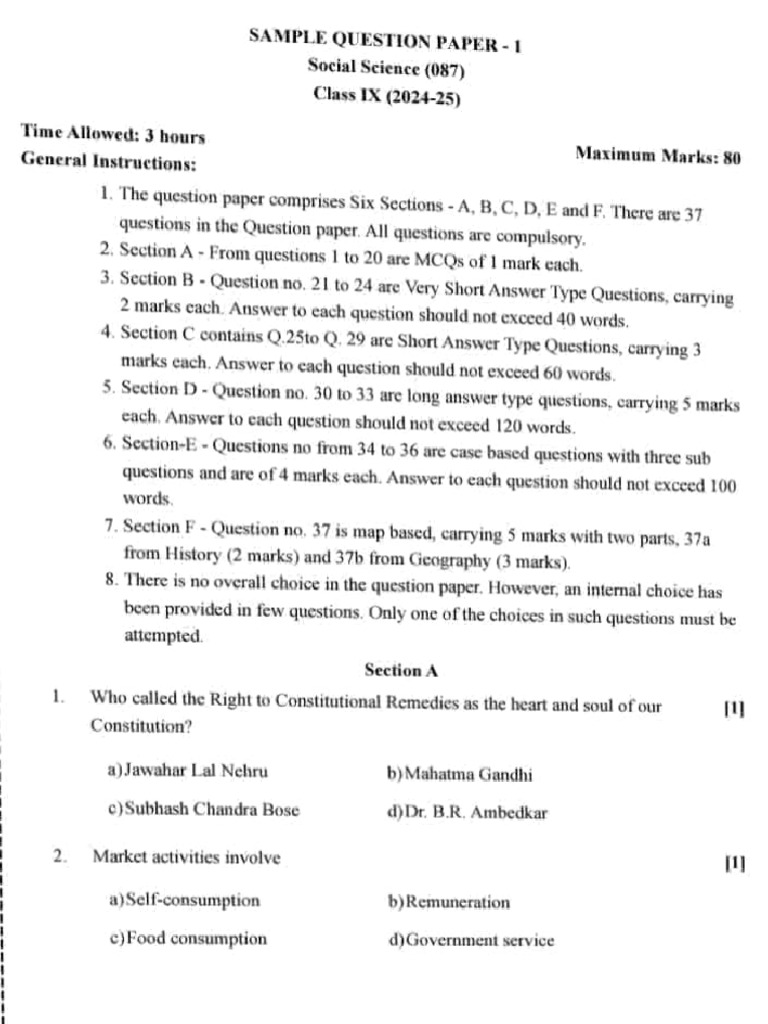 Sample Papers of 9th | PDF | Monsoon