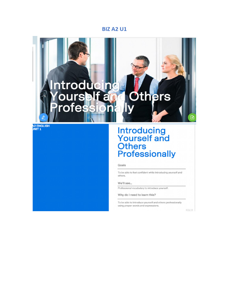 A2.1 - Introducing Yourself Professionally | PDF