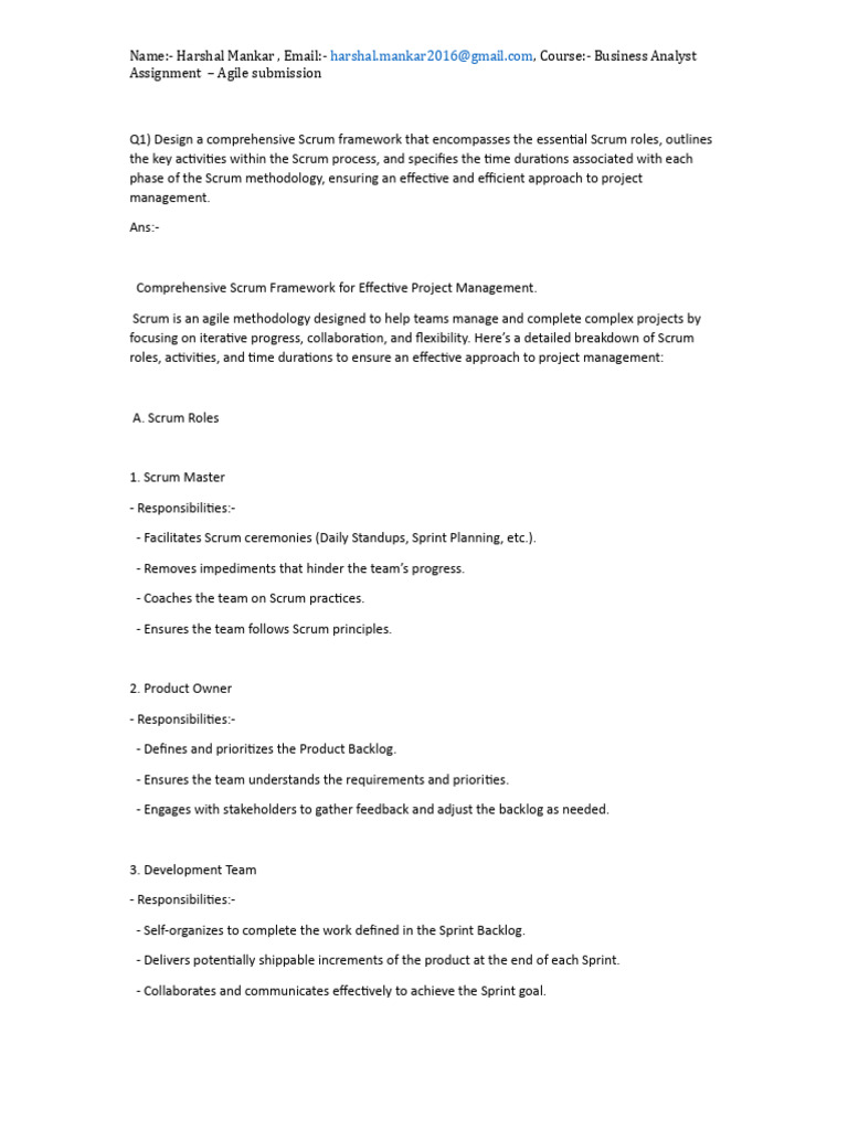 Assignment - Agile Methodology Solution | PDF | Scrum (Software Development) | Software ...