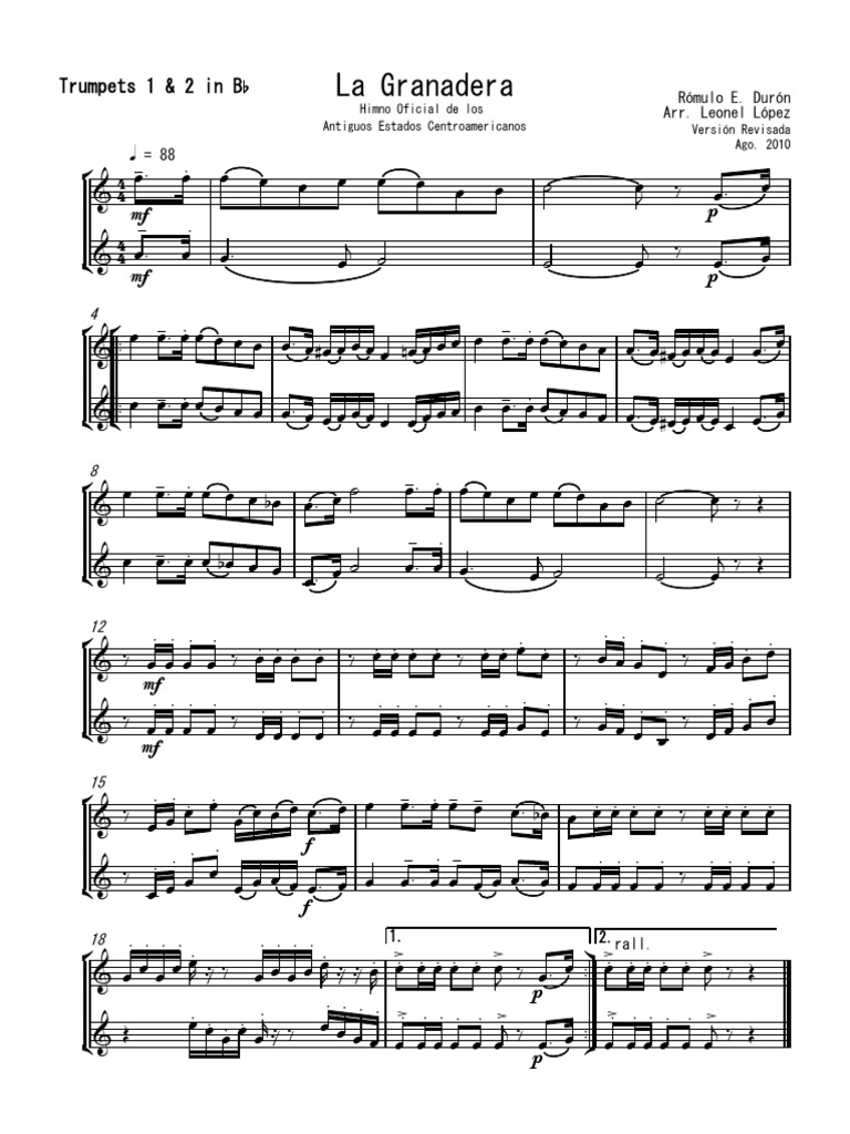 La Granadera 07 Trumpets 1 & 2 in Bb | PDF