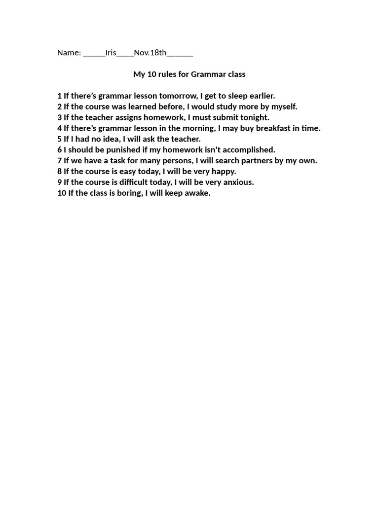 Top 10 Grammar Class Rules | PDF