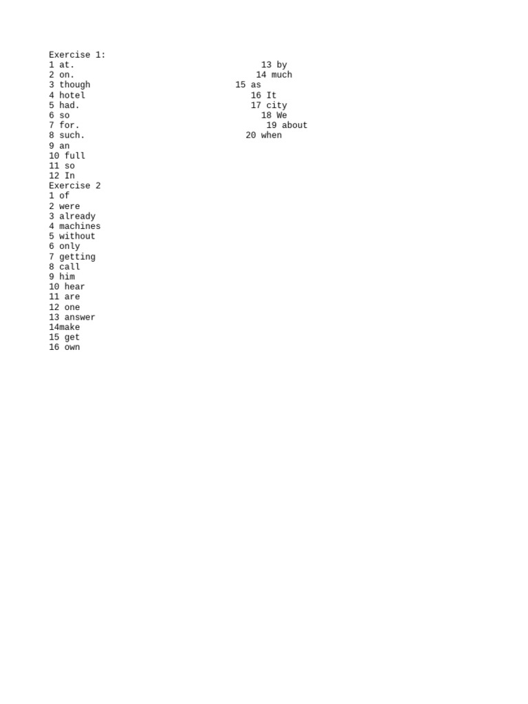 Vocabulary Exercises: Prepositions & Verbs | PDF