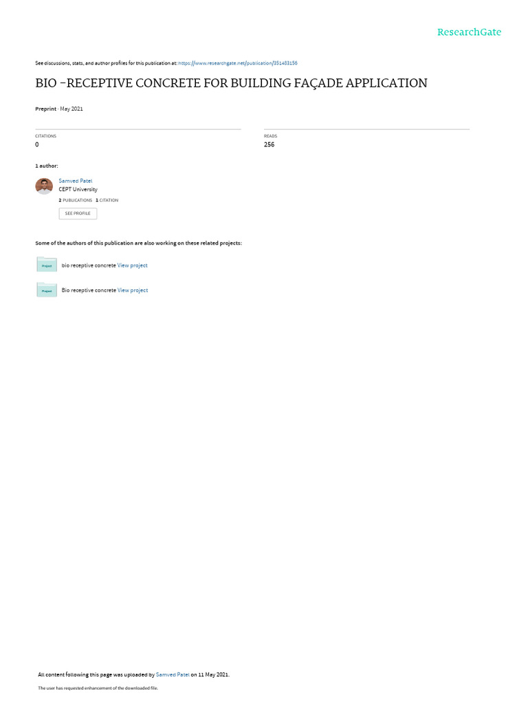 Bio Receptive Concrete For Building Facade Application | PDF | Concrete ...