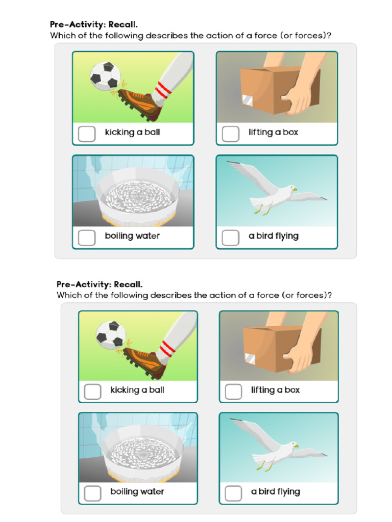 Colorful Illustrative Force and Motion Sorting Science Worksheet (3) | PDF