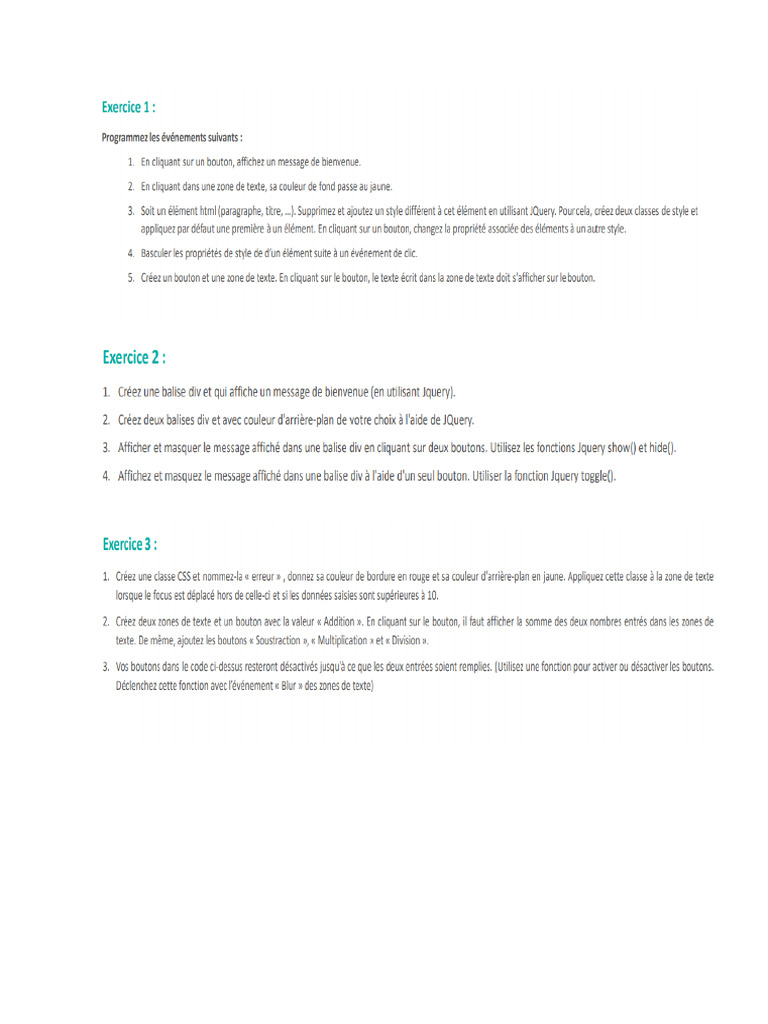 Exercices JQuery | PDF