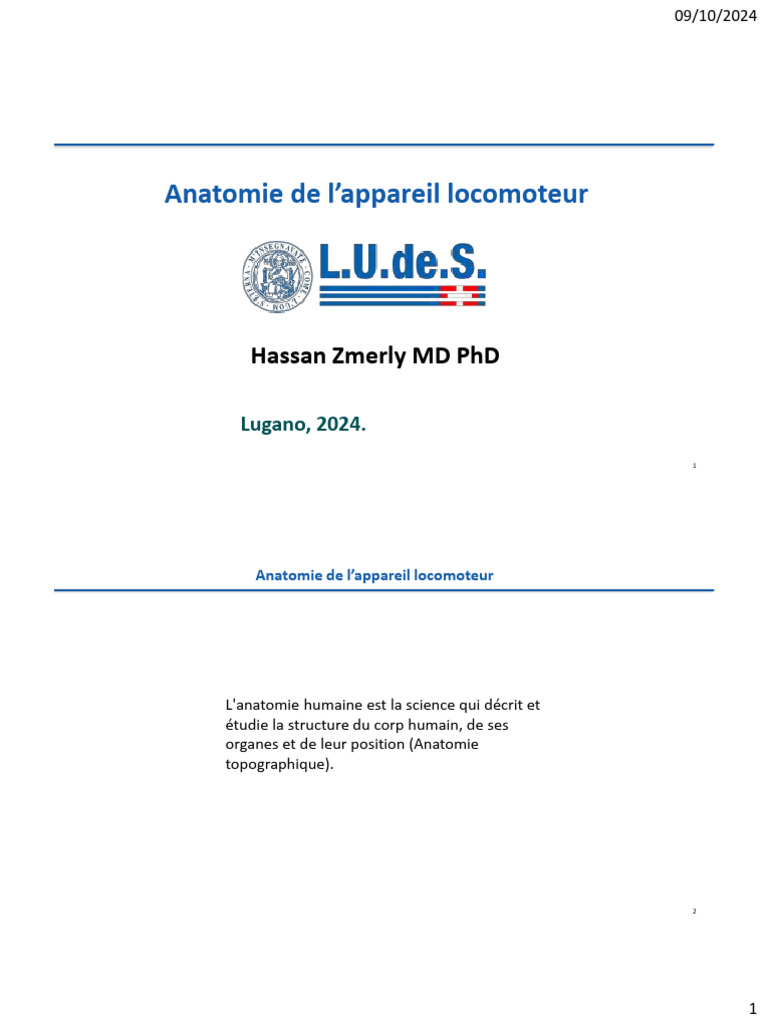 Anatomie de l'appareil locomoteur humain | PDF | Système de référence ...
