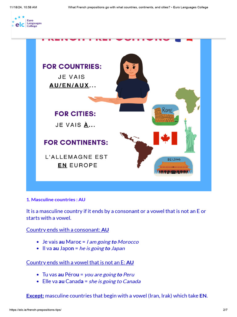 What French Prepositions Go With What Countries, Continents, and Cities ...