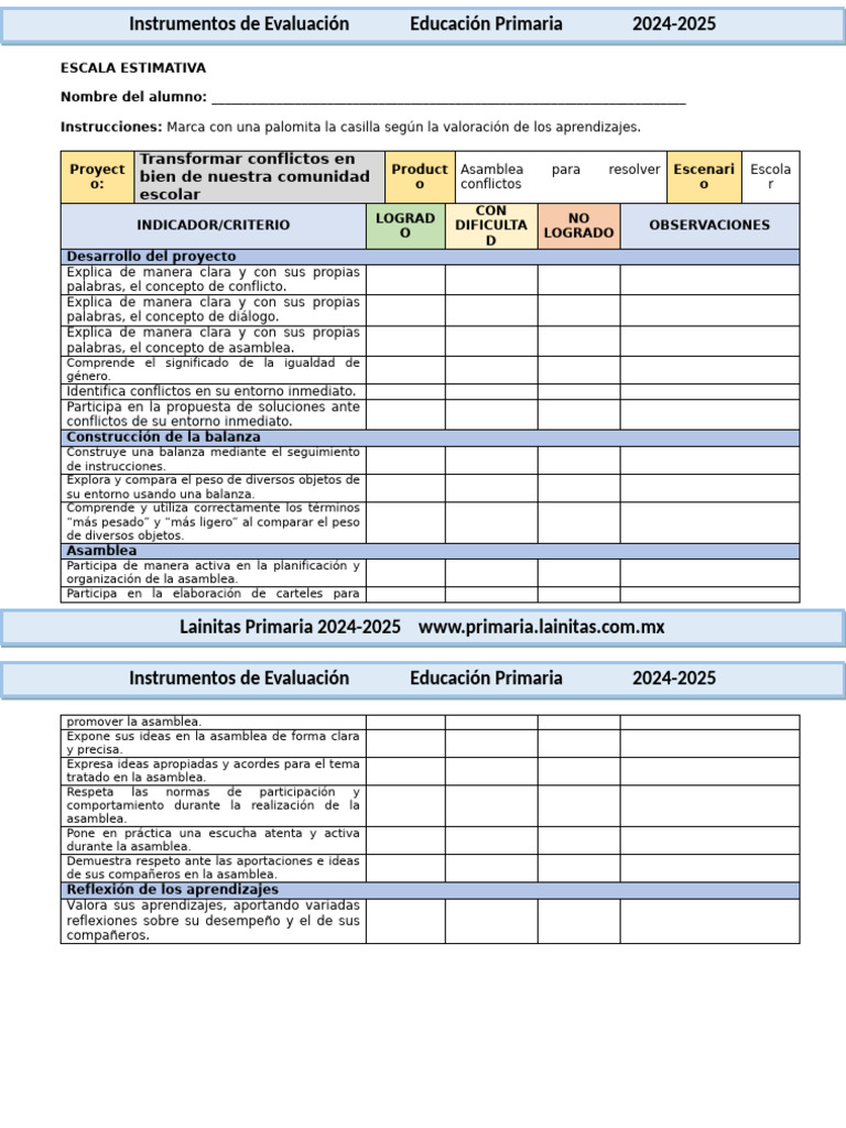 1er Grado Diciembre - Instrumentos de Evaluación (2024-2025) | PDF | Evaluación | Educación primaria