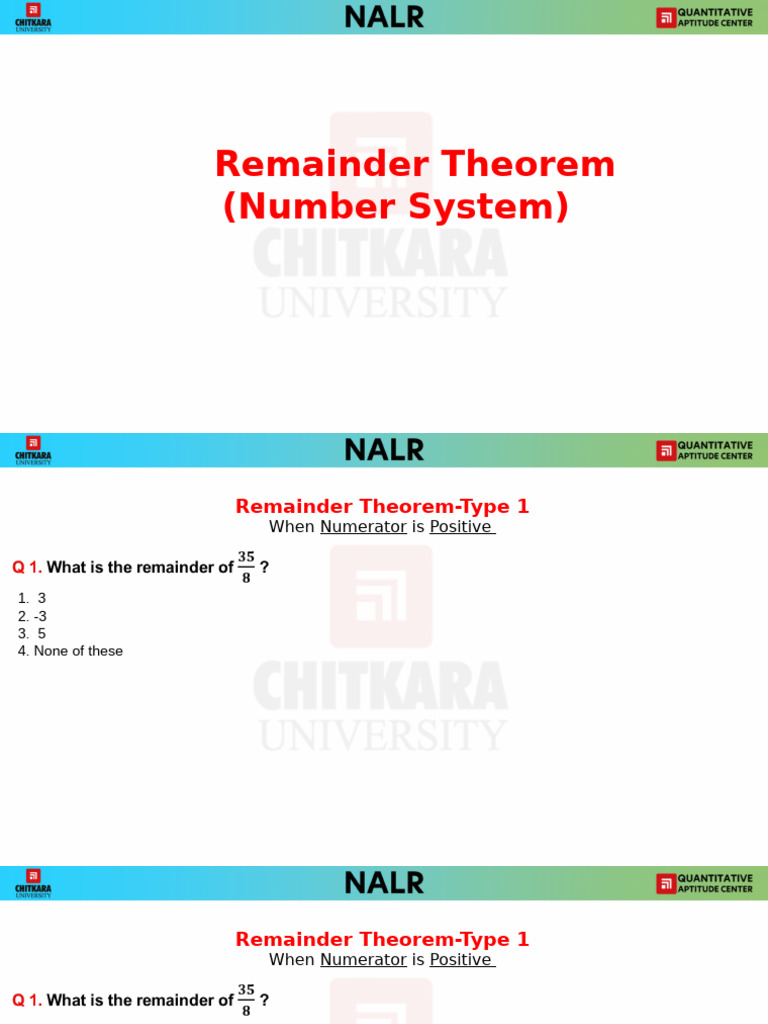 Remainder Theorem | PDF | Mathematics | Abstract Algebra