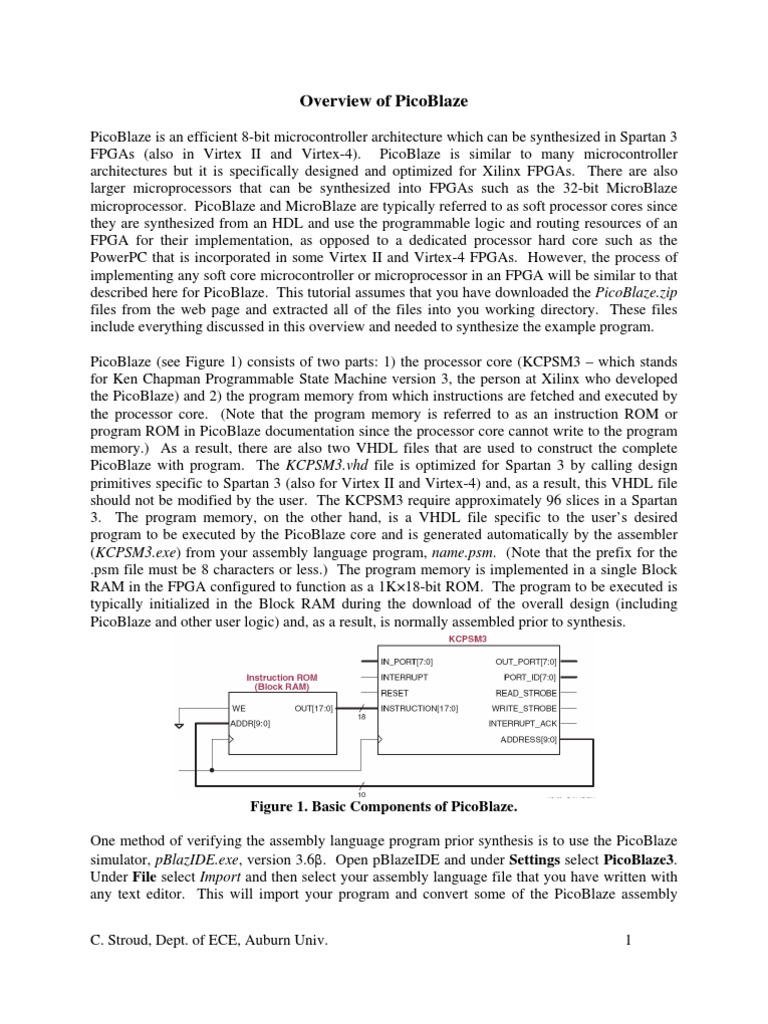Overview of PicoBlaze | PDF | Field Programmable Gate Array | Central Processing Unit