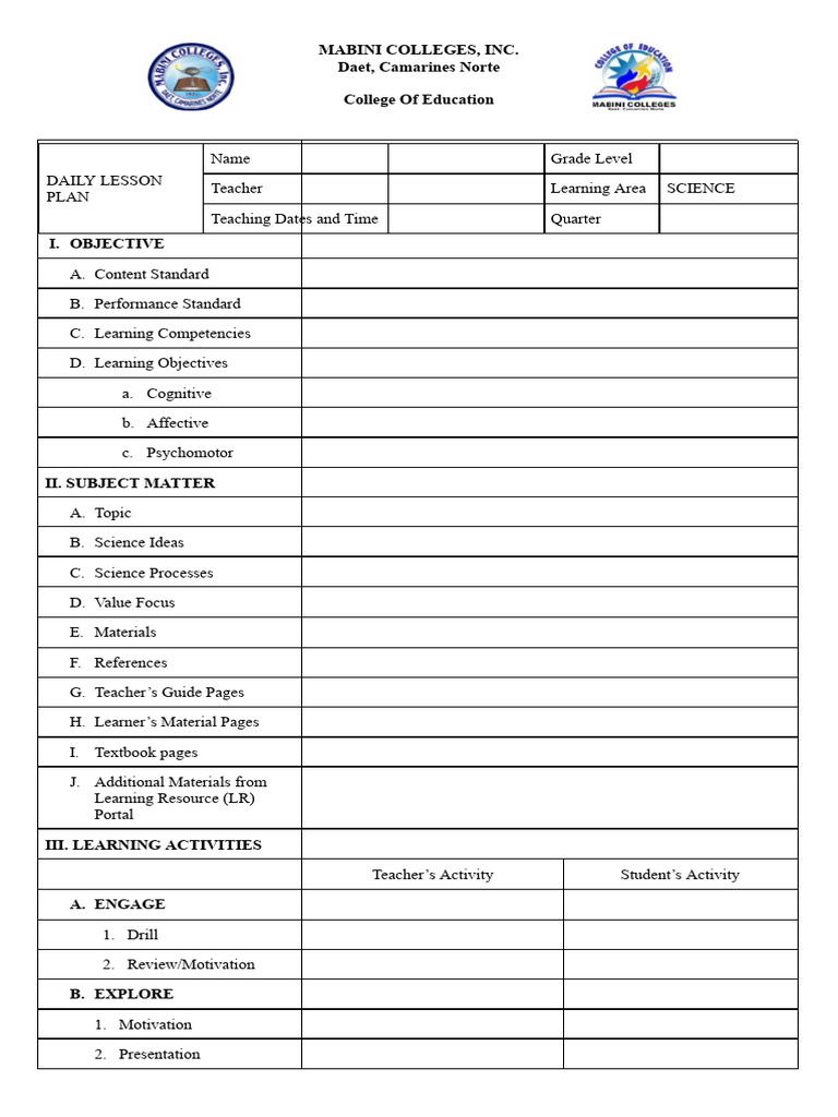 5e DLP Template Final | PDF