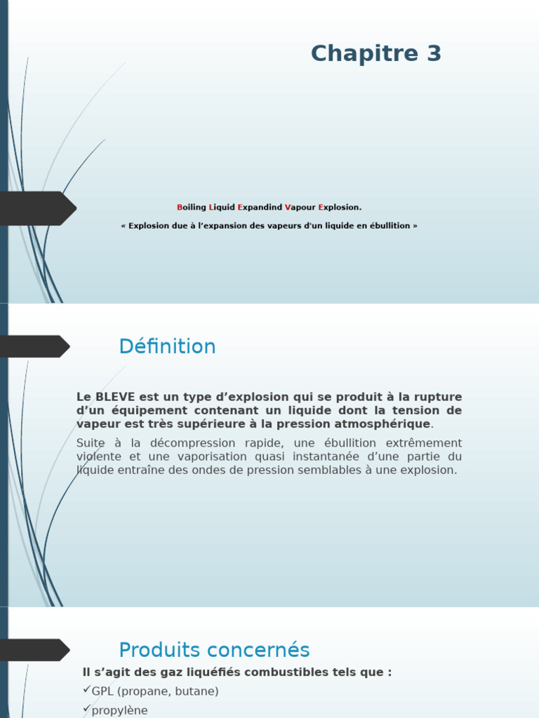 Explosion BLEVE : Mécanismes et Risques | PDF | Pression | Gaz