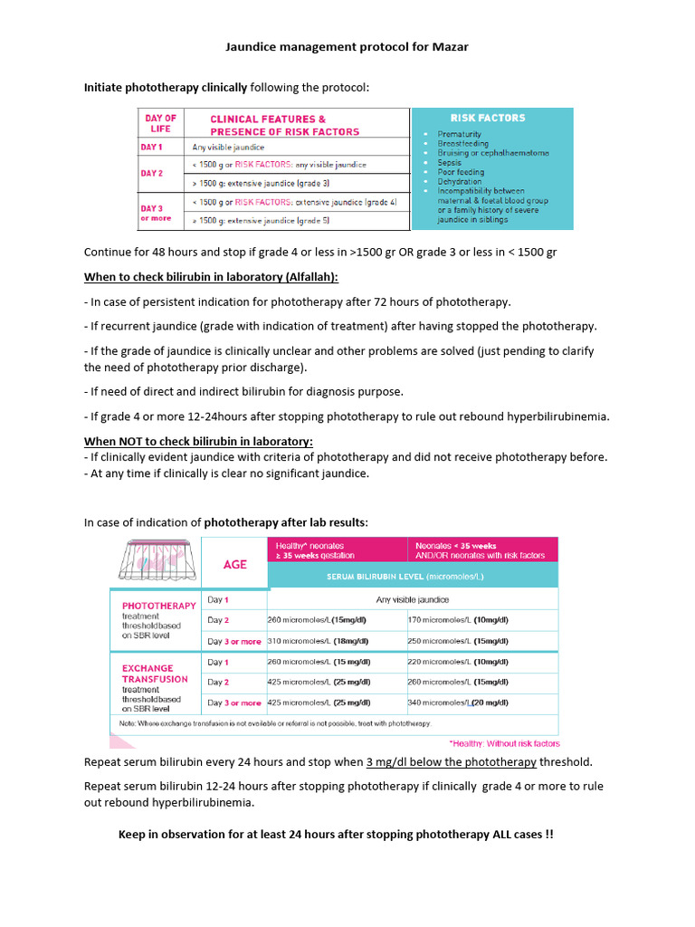 Jaundice Management Protocol for Mazar | PDF