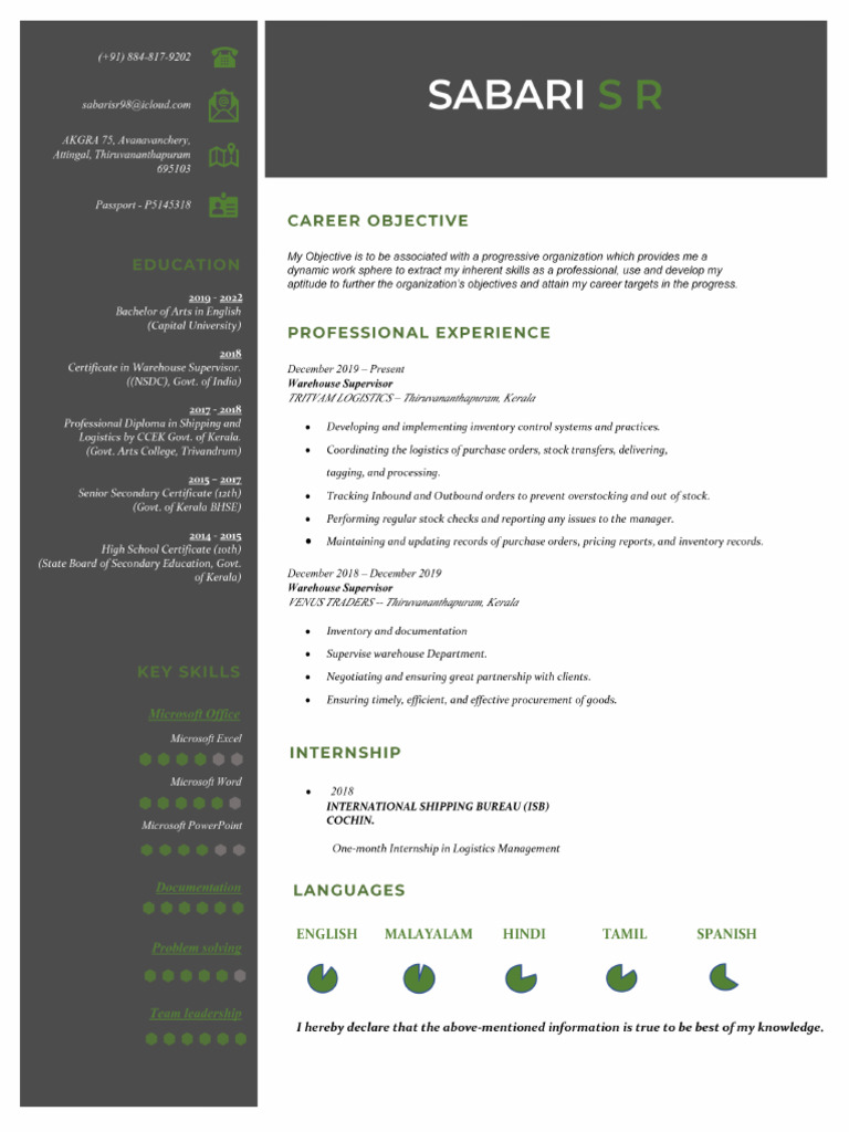 Sabari Resume 2023 | PDF