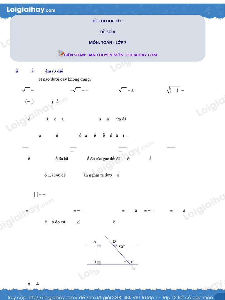 De Kiem Tra Hoc Ki 1 Toan 7 de So 4 Canh Dieu 1668763678 | PDF
