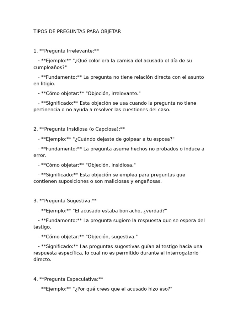 preguntas para objetar | PDF