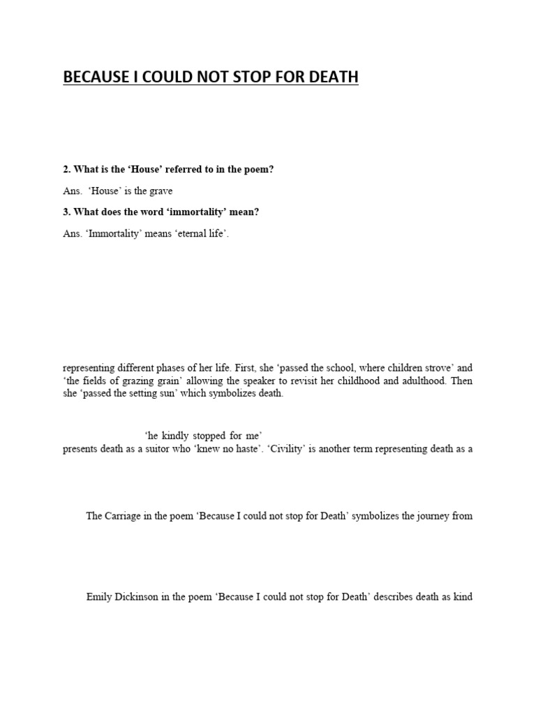 Emily Dickinson's Death Poem Analysis | PDF