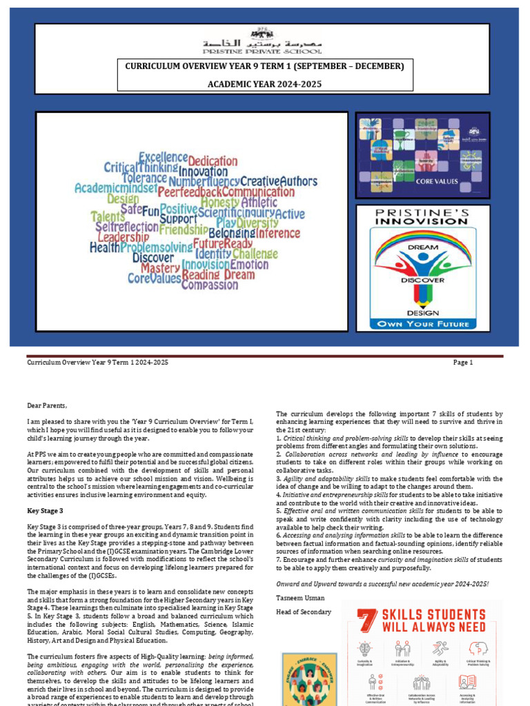 Year 9 Term 1 Curriculum Overview 2024 | PDF | Chemical Bond | Chemical ...