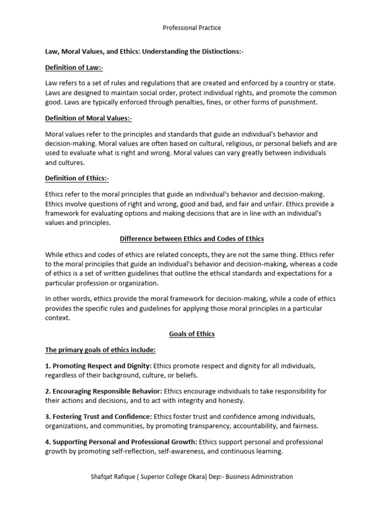 professional practice ethics and coded of ethics | PDF | Morality | Decision Making