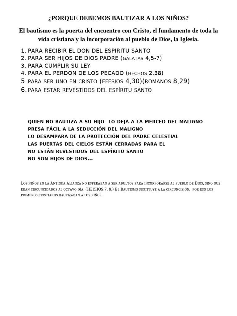 Porque Debemos Bautizar A Los Niños | PDF