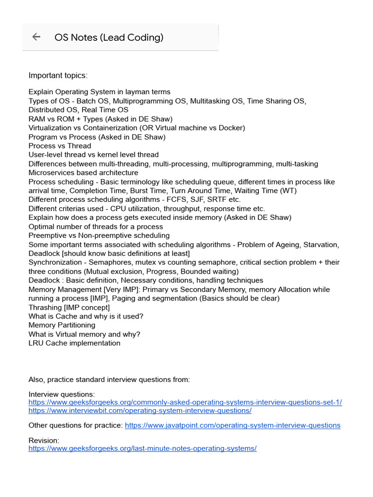 OS Notes (Lead Coding) | PDF