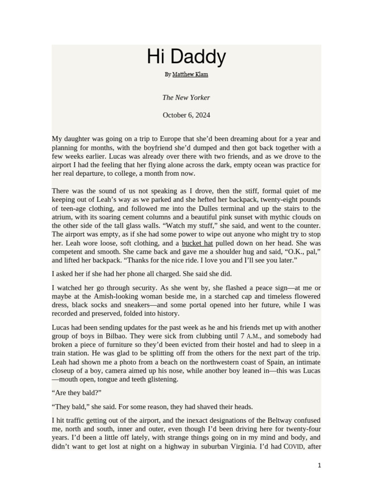 2025 Matthew Klam_Hi Daddy | PDF