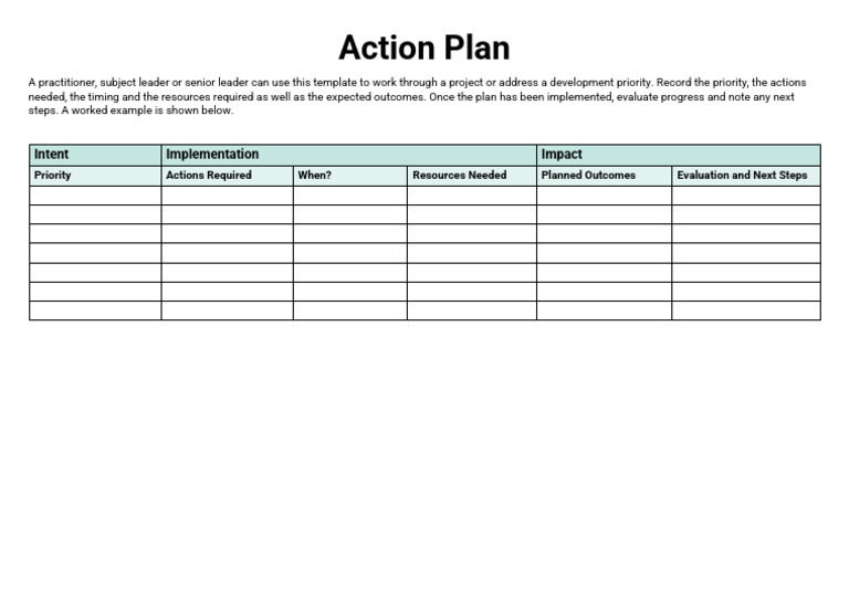 EYFS Action Plan Template | PDF