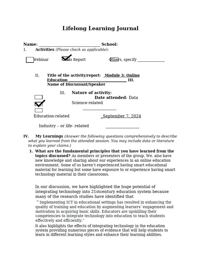 Teaching Journal | PDF | Learning | Educational Technology