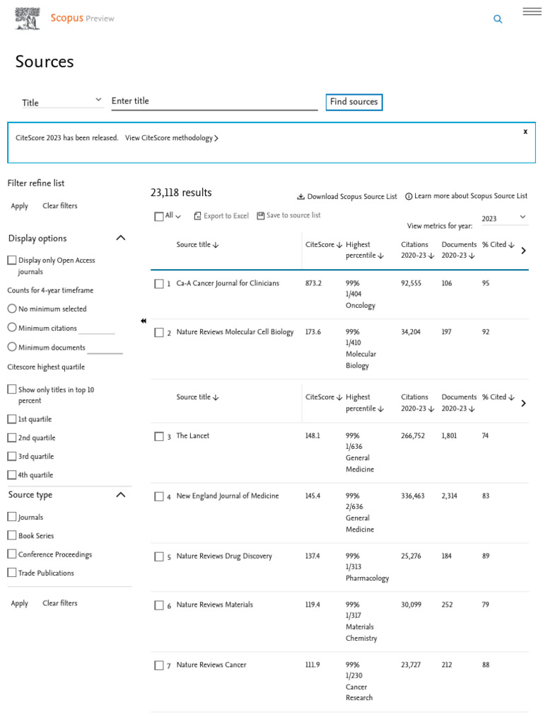 Scopus Preview - Scopus - Sources | PDF | Physics | Medicine
