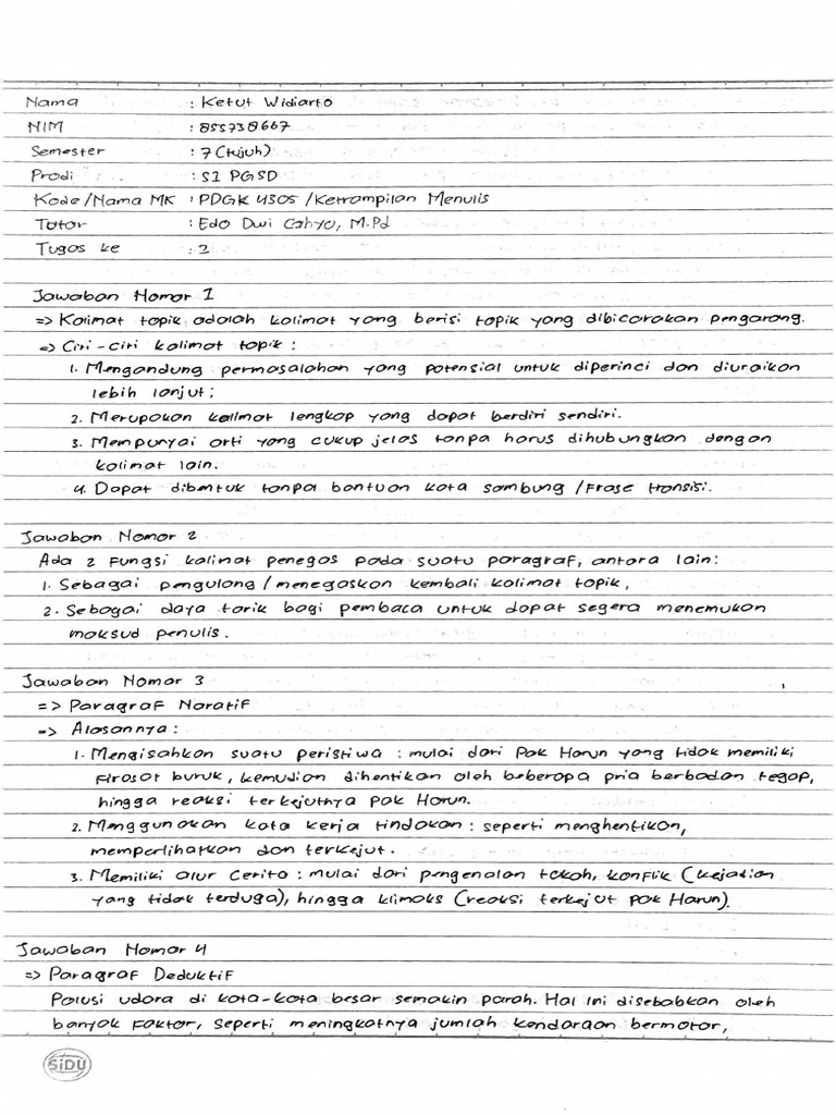 TT2 - Ketut Widiarto - 855738667 - PDGK4305 Ketrampilan Menulis | PDF