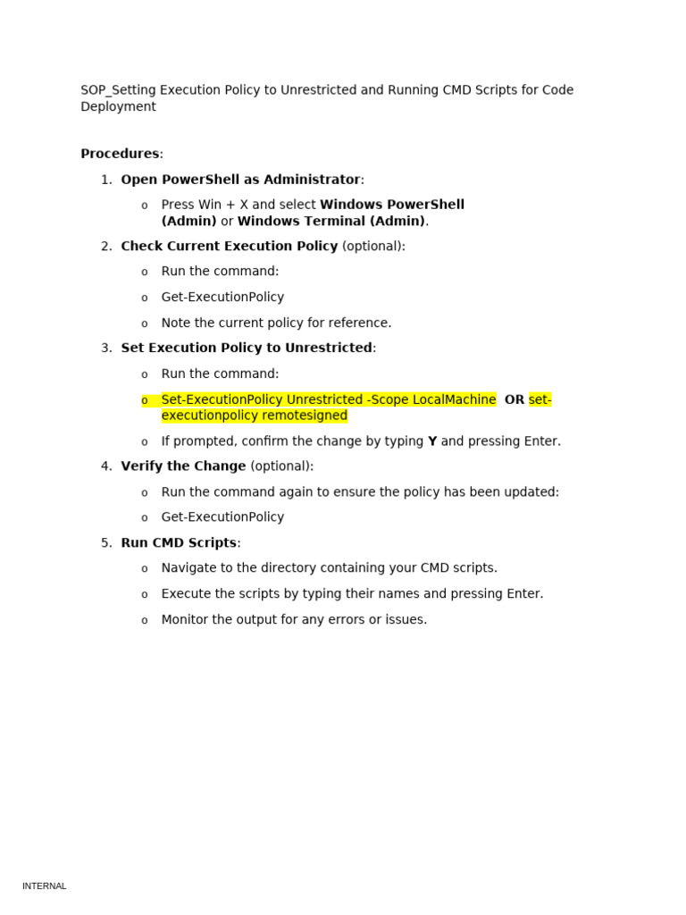 Sop Setting Execution Policy To Unrestricted And Running Cmd Scripts 1506