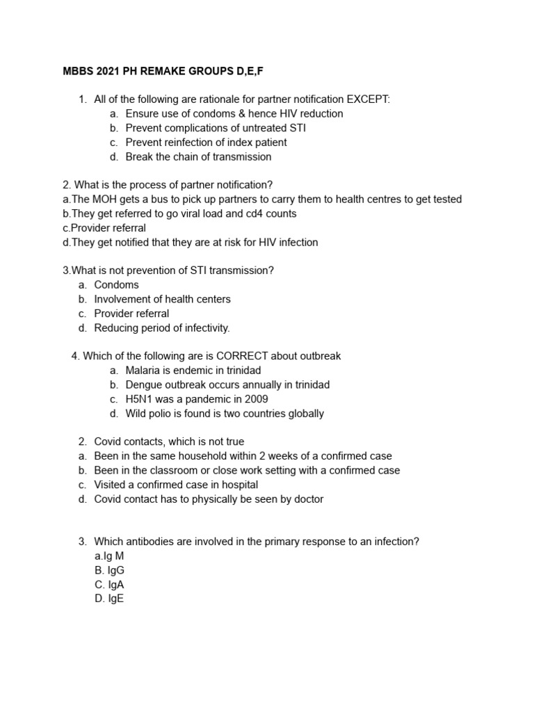 PHPC (Class of 2021) Group D, E, F Remake | PDF | Infection | Sexually ...