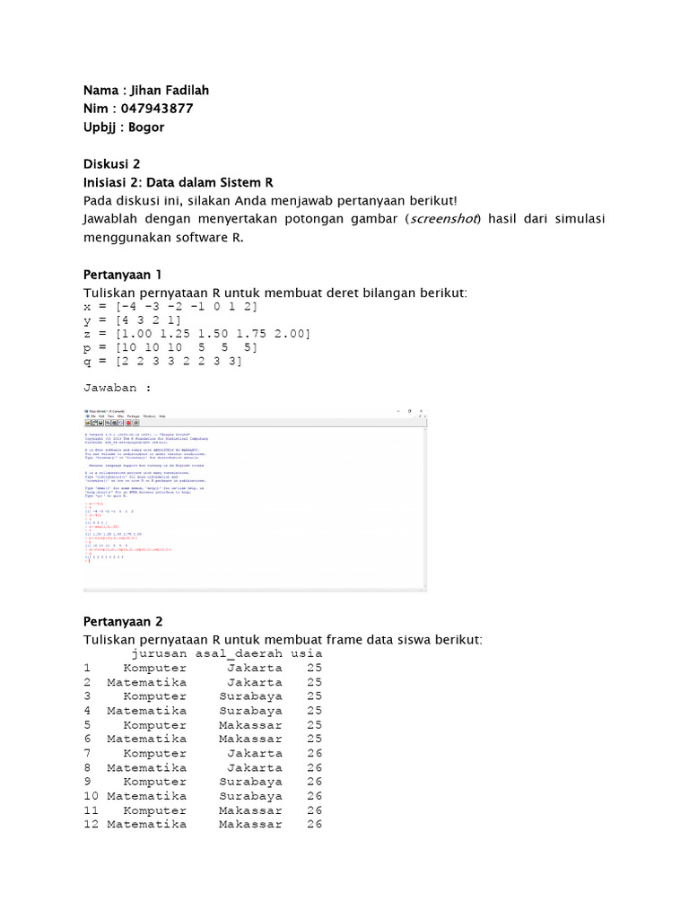 Diskusi 2 SATS4111 Komputer 1 Jihan Fadilah | PDF