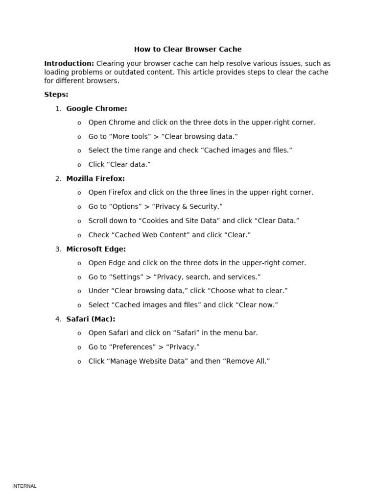 SOP - How To Clear Browser Cache | PDF