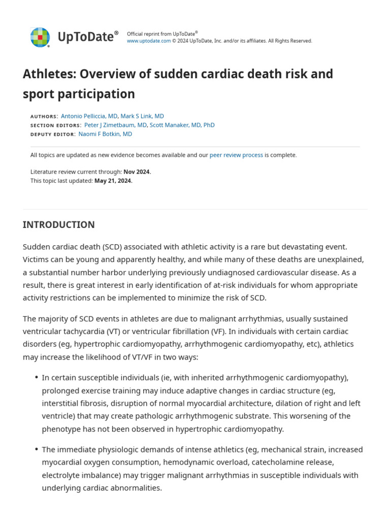 Athletes - Overview of Sudden Cardiac Death Risk and Sport ...