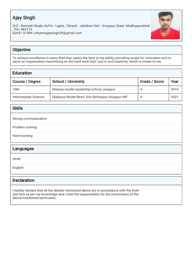 Ajay Singh's Resume - Education & Skills | PDF